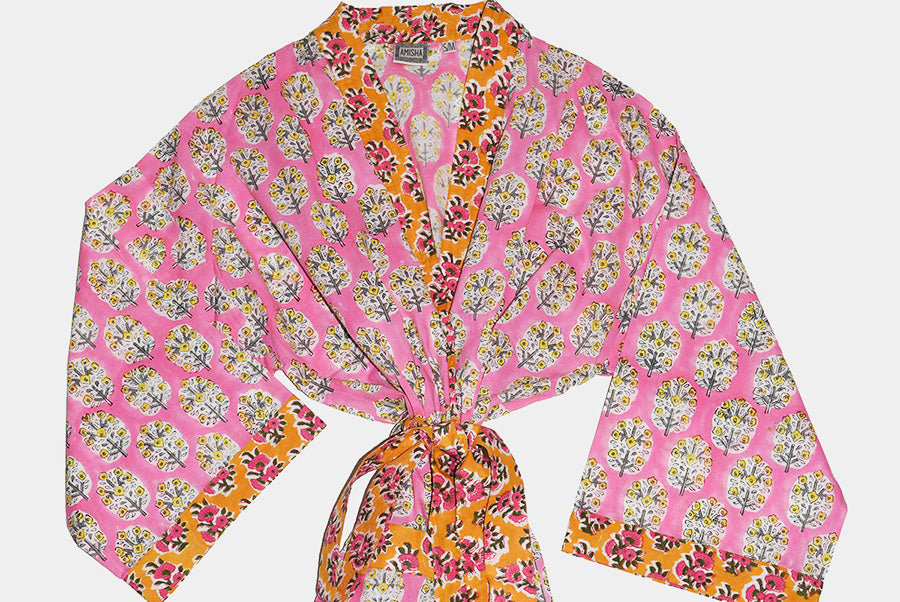 Amisha | Hand Block Printed Kimono Robes + Cotton Bathrobes – Amisha Design