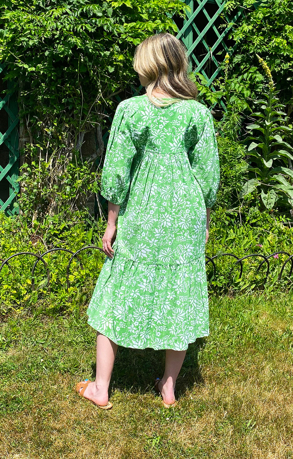 Amisha Hand Block Printed Meadow Dress | Flora Green – Amisha Design