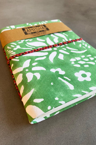 Amisha | Block Print Handmade Paper Medium Journal | Flora Green ...