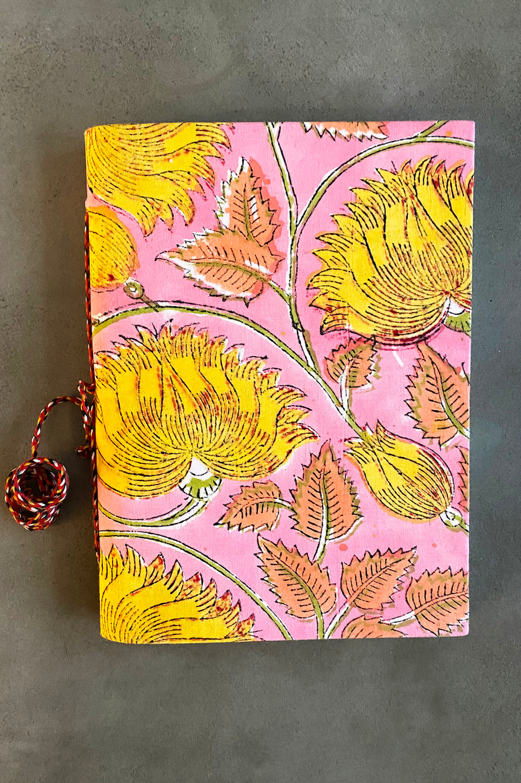 Amisha | Block Print Handmade Paper Large Journal | Pink Floral ...