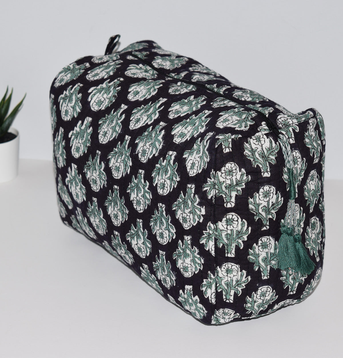 Amisha | Block Print Jumbo Waterproof Toiletry Bag | Black – Amisha Design