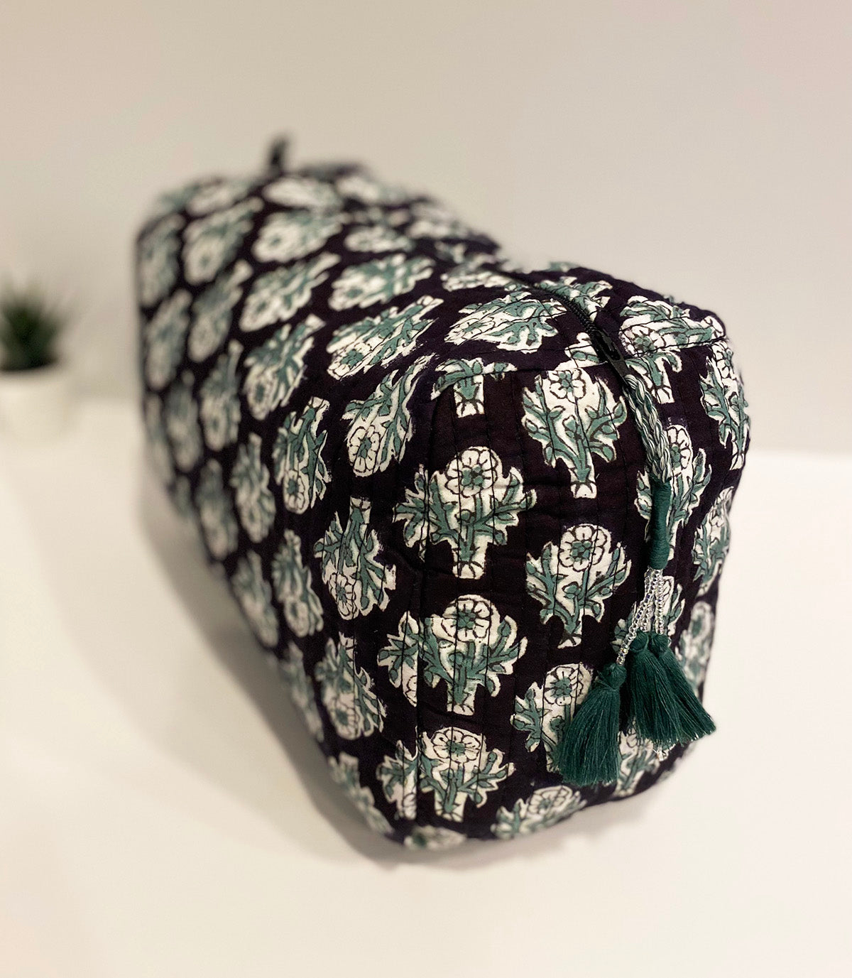 Amisha | Block Print Jumbo Waterproof Toiletry Bag | Black – Amisha Design