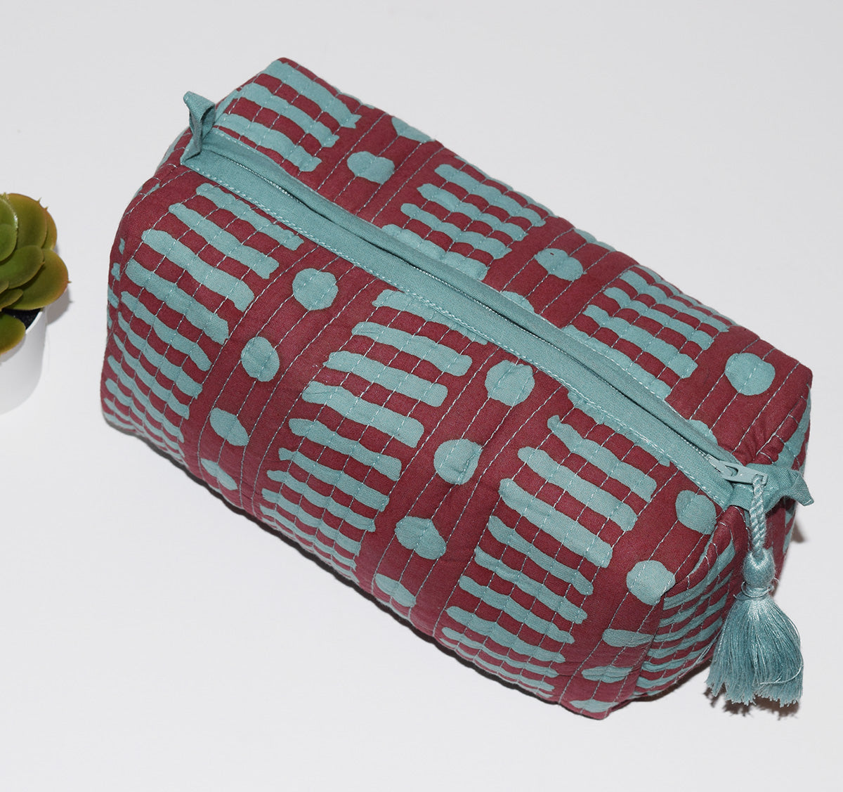 Amisha | Block Print Medium Waterproof Toiletry Bag | Dot Dash Henna ...