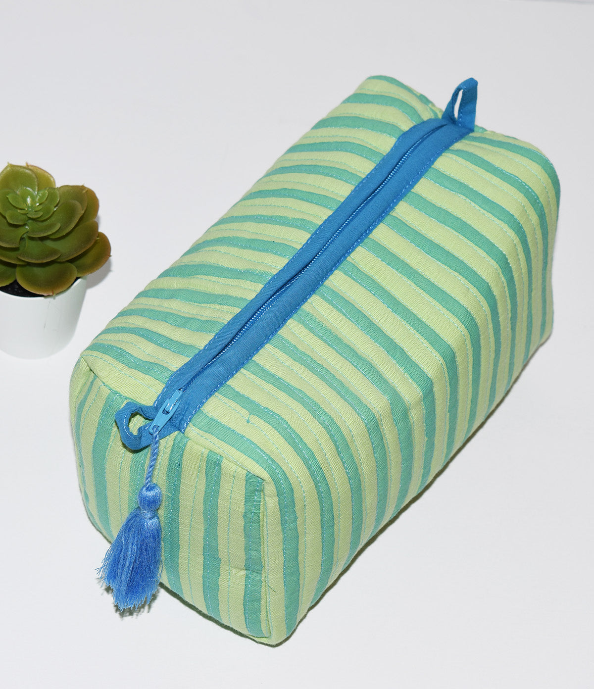 Amisha | Medium Waterproof Toiletry Bag | Green Stripe – Amisha Design