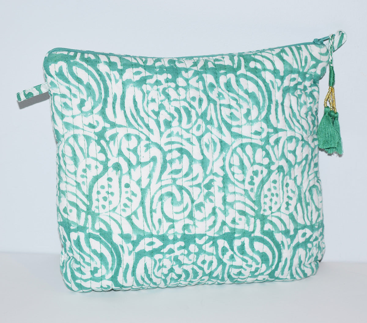 Amisha | Block Print Square Waterproof Toiletry Bag | Mint – Amisha Design